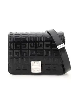 Givenchy GIVENCHY 4G MEDIUM BAG WITH ALL OVER EMBOSSED LOGO OS Black Leather - Black