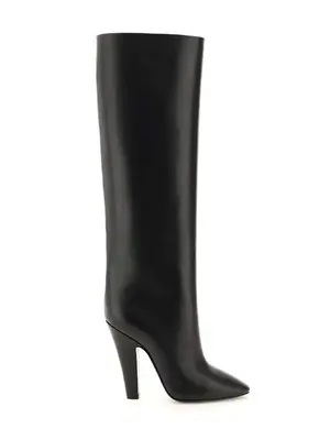 Saint Laurent SAINT LAURENT 68 TUBE LEATHER BOOTS - Black