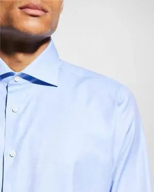 Canali Apos;s Wrinkle-resistant Solid Dress Shirt - Blue