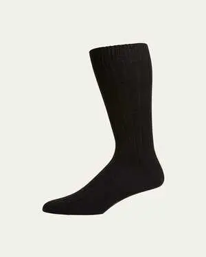 Marcoliani Marcoliani Ribbed Cashmere Dress Socks 007 Black