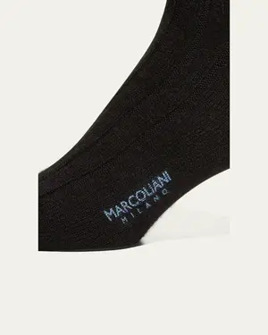 Marcoliani Ribbed Cashmere Dress Socks - 007 Black