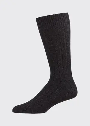 Marcoliani Marcoliani Ribbed Cashmere Dress Socks Gray