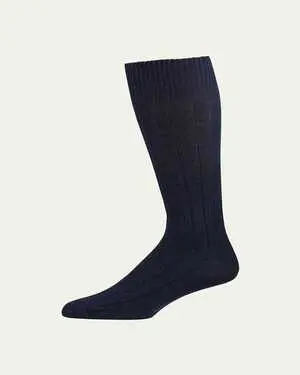 Marcoliani Marcoliani Ribbed Cashmere Dress Socks Navy
