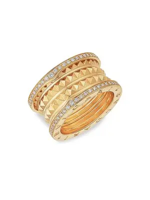BVLGARI B. Zero1 Rock 18k Yellow & Diamond 4-band Ring - Gold