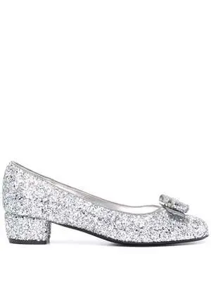 FERRAGAMO Glitter-detail Pumps - Silver
