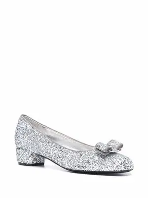 FERRAGAMO Glitter-detail Pumps - Silver