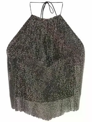 MANURI Metallic Halterneck Blouse - Grey