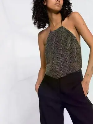 MANURI Metallic Halterneck Blouse - Grey
