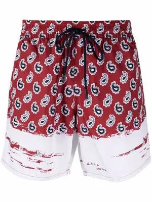 Etro Paisley Print Swim Shorts Red