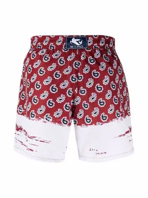 Etro Paisley Print Swim Shorts - Red