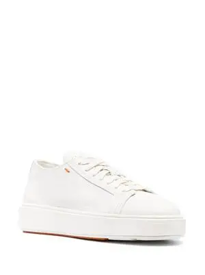Santoni Lace-up Leather Sneakers - White