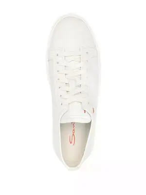 Santoni Lace-up Leather Sneakers - White