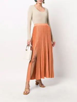 Patrizia Pepe Glitter Pleated Midi Skirt