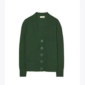 Tory Burch Merino Wool Cardigan Banyan Green