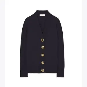 Tory Burch Merino Wool Cardigan Navy Blue