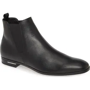 Prada Saffiano Leather Chelsea Boots