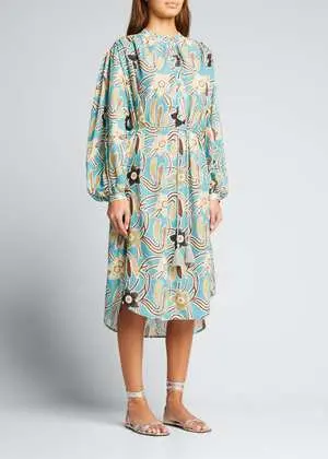 Ulla Johnson Biarritz Long Shirt Tunic - Topaz