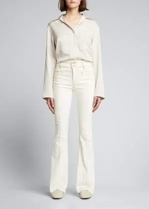 FRAME Le High Flare Welt Pocket Jeans - Ecru