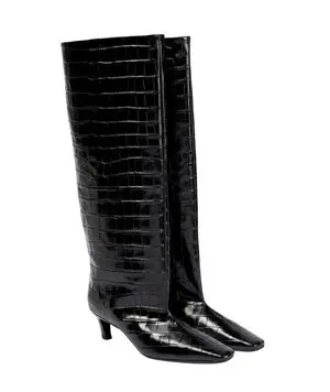 TOTEME Croc-effect Leather Knee-high Boots - Black