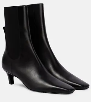 TOTEME Leather Ankle Boots - Black