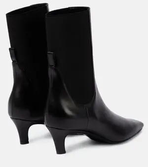 TOTEME Leather Ankle Boots - Black