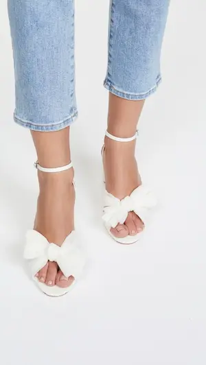 LOEFFLER RANDALL Dahlia Pleated Bow Heels - Pearl