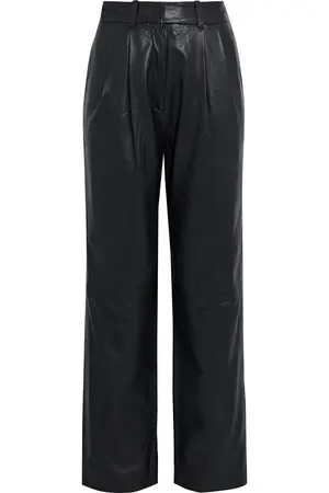 Walter Baker Pleated Leather Straight-leg Pants