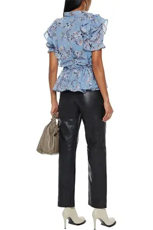Walter Baker Pleated Leather Straight-leg Pants