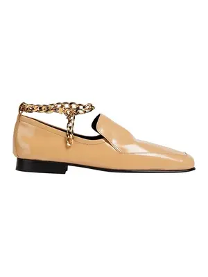 By Far Nick Chain-trimmed Glossed-leather Loafers