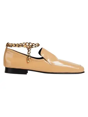 By Far Nick Chain-trimmed Glossed-leather Loafers