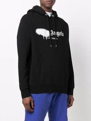 Palm Angels Las Vegas Sprayed-logo Hoodie - Black