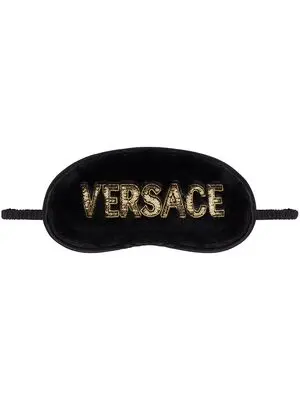 Versace Sequin-logo Sleeping Mask - Black