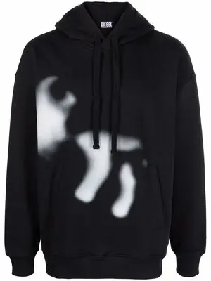 DIESEL® Graphic-print Pullover Hoodie - Black