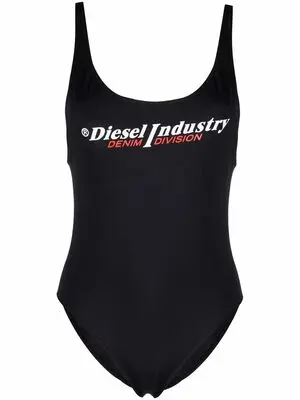 DIESEL® Logo-print Open-back One-piece - Black