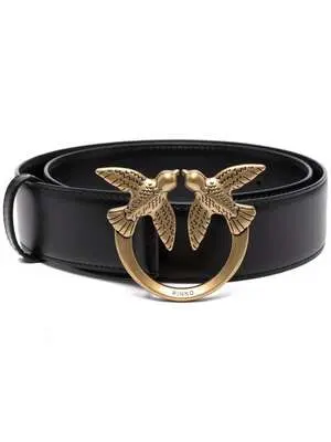 Pinko Logo-plaque Leather Belt - Black