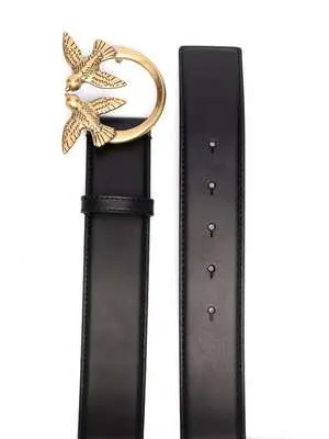 Pinko Logo-plaque Leather Belt - Black