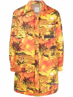Palm Angels X Moncler Tropical-print Padded Coat