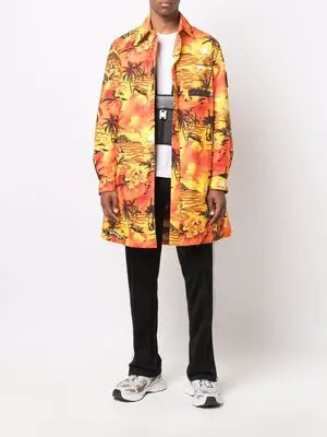 Palm Angels X Moncler Tropical-print Padded Coat