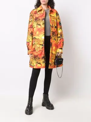 Palm Angels X Moncler Tropical-print Padded Coat