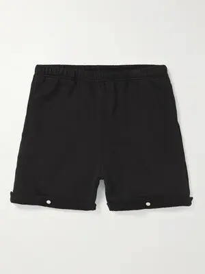 LES TIEN Heavyweight Cotton-jersey Fleece-backed Shorts - Black