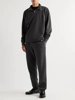 LES TIEN Half-zip Heavyweight Fleece Cotton-jersey Sweatshirt