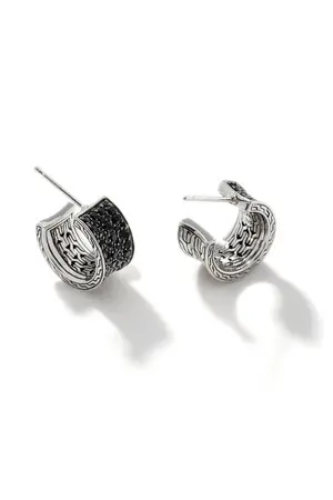 John Hardy Carved Chain J Hoop Earring