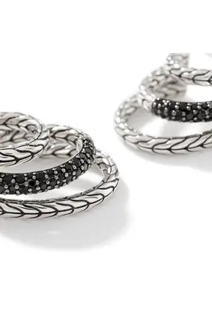 John Hardy Carved Chain Triple Hoop Earring