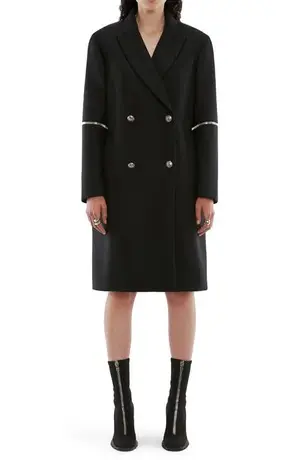 Alexander McQueen Alexander Spiral Zip Oversized Wool Coat
