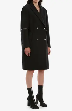 Alexander McQueen Alexander Spiral Zip Oversized Wool Coat