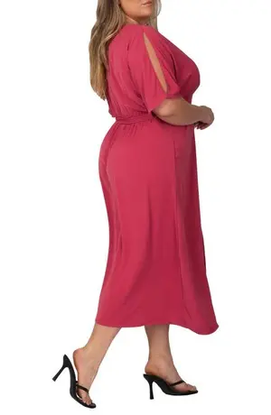 STANDARDS & PRACTICES V-neck Midi Dress - Rose
