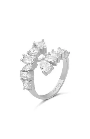 SHYMI Multicut Cubic Zirconia Bypass Ring - Silver/white