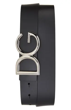 Dolce & Gabbana Dolce&Gabbana DG Logo Buckle Leather Belt Nero/ Palladio