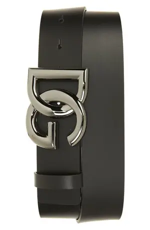 Dolce & Gabbana Dg Logo Buckle Leather Belt - Nero