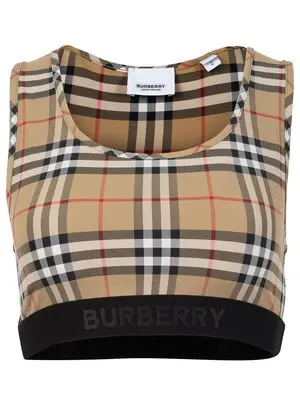 Burberry Logo Vintage Check Bra Top Neutral